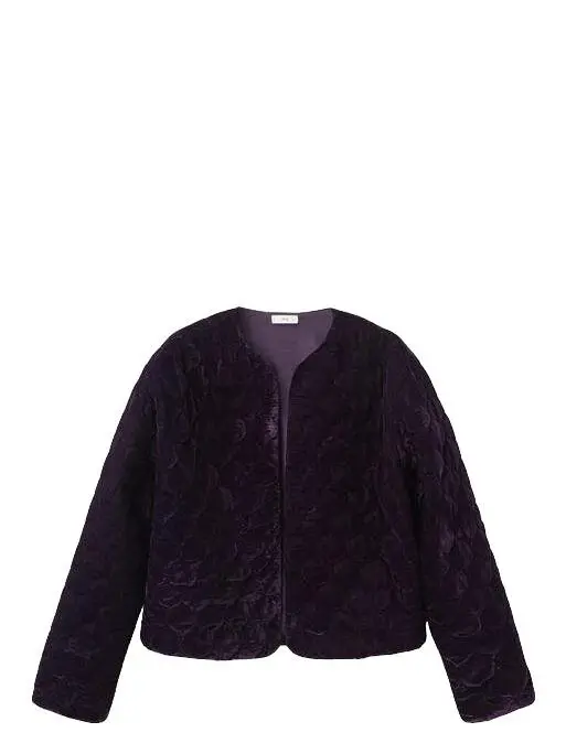 Mango Quilted Velvet Cropped Jacket - Maroon
