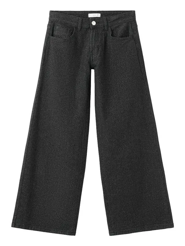 Mango Glitter Wide-leg Jeans - Black
