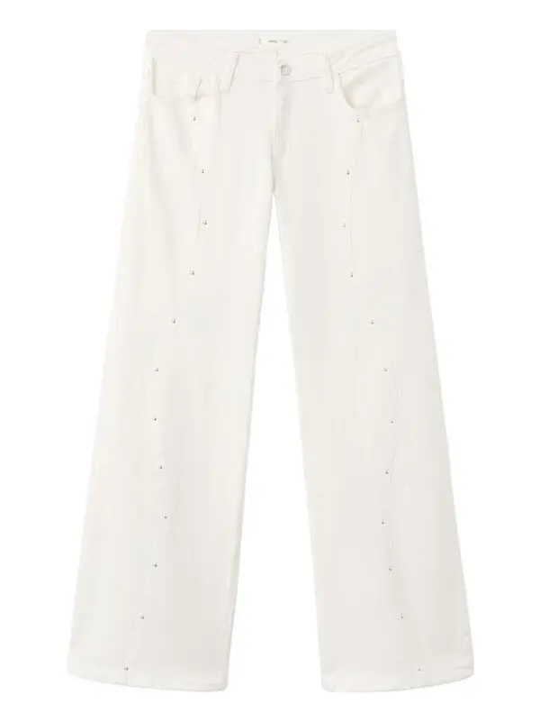 Mango Studded Wide-leg Jeans - White