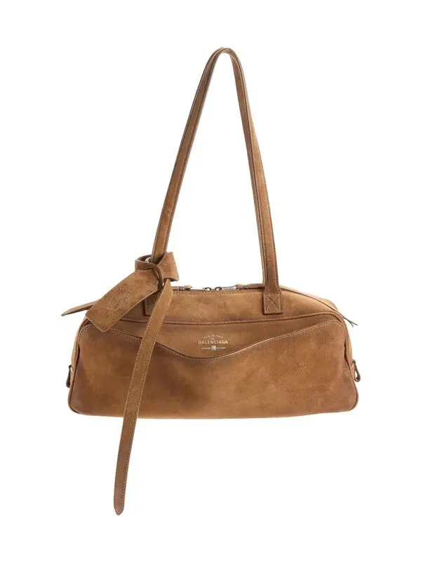 Balenciaga Small Carrie Waxed Suede Tote - 2533 Camel