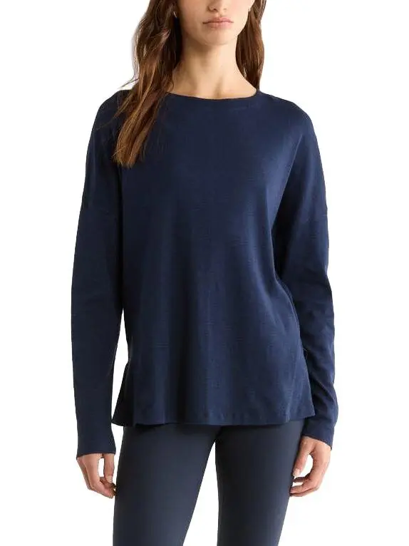Zella Ease Up Long-sleeve T-shirt - Navy Sapphire