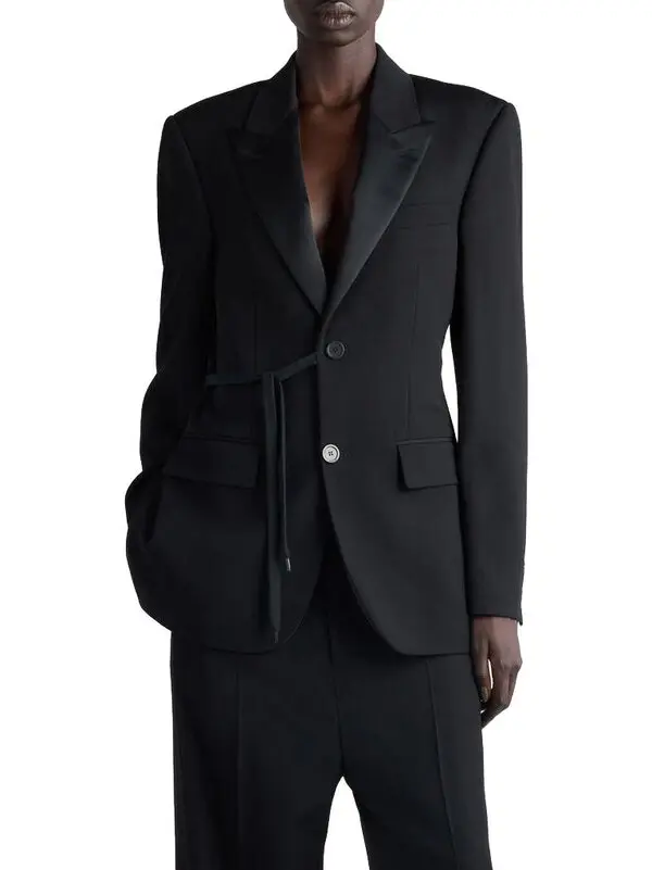 Balenciaga Side Tie Wool Tuxedo Jacket - Black