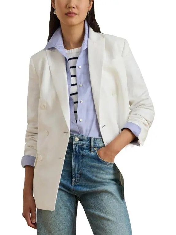 Ralph Lauren Narain Double-breasted Linen-blend Blazer - White