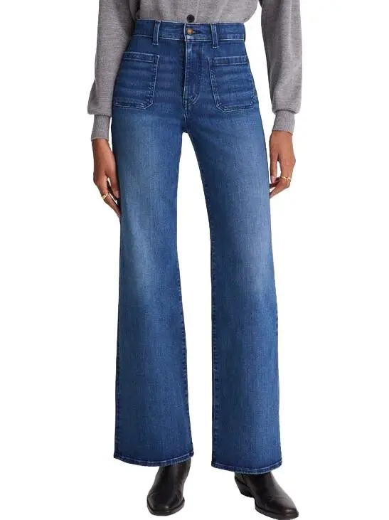 Madewell Emmy Patch Pocket Wide Leg Jeans - Pelion Wash
