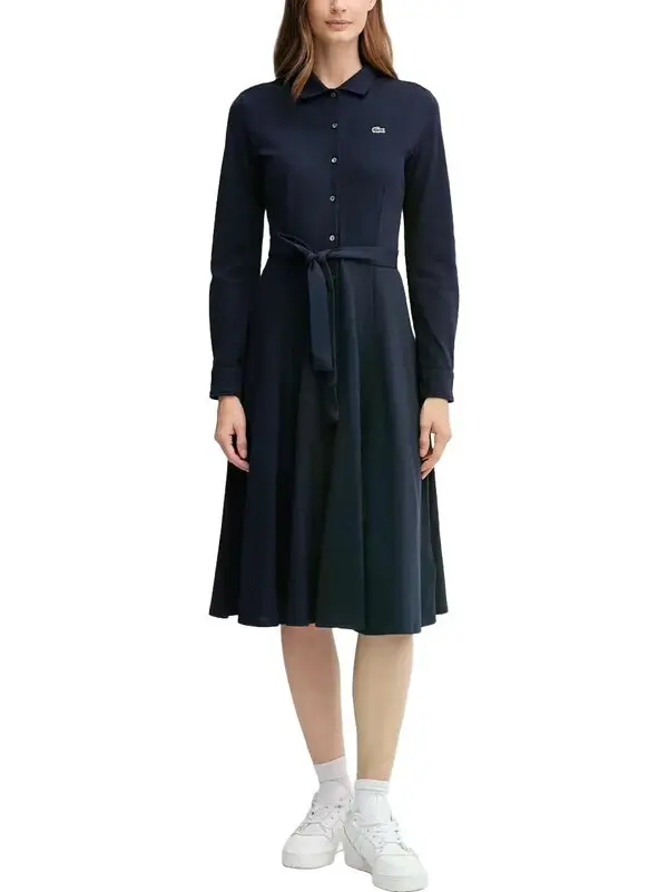 Lacoste Button Belted Midi Dress - Blue