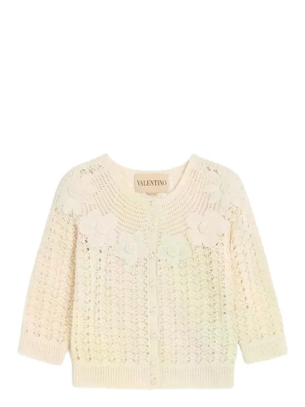 Valentino Garavani Embroidered Crochet-flower Cardigan - Neutrals