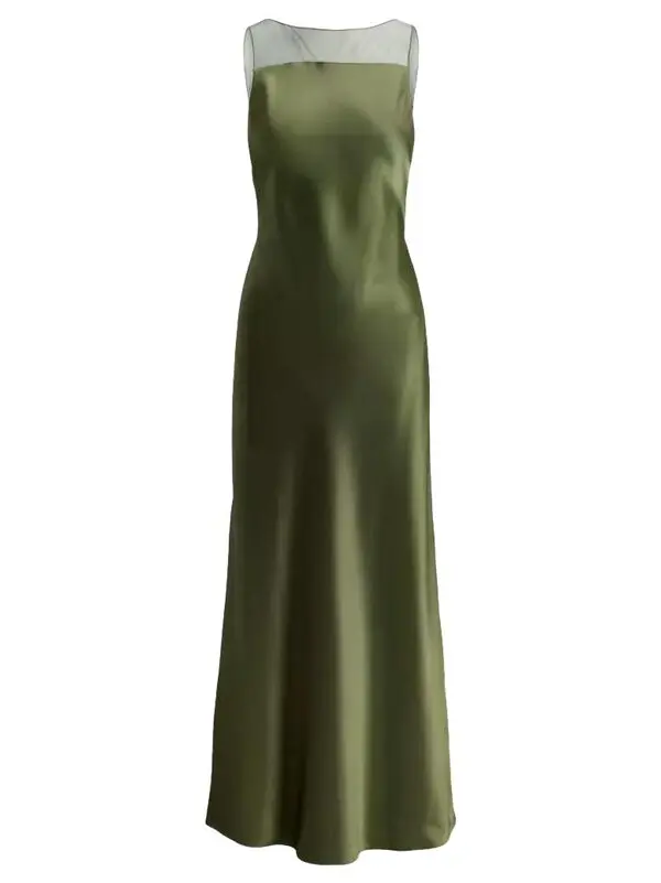 Polo Ralph Lauren Sheer-panel Satin Dress - Green
