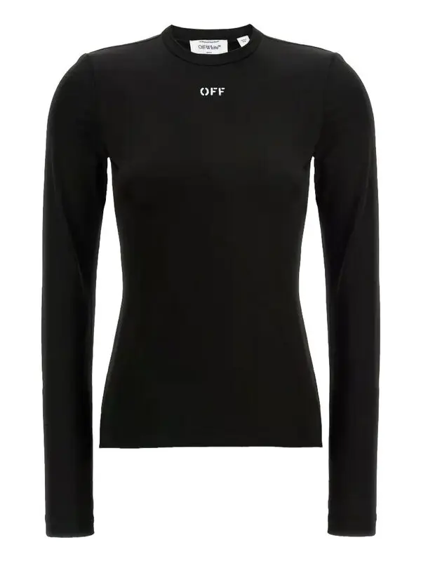 Off-White Logo-print Crew-neck Top - Black