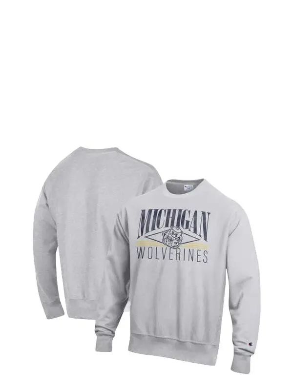 Champion Michigan Wolverines Reverse Weave Fleece Sweatshirt - Gray