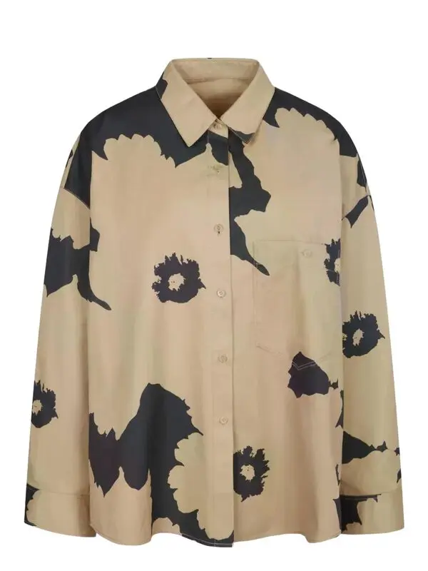 LESS Floral-print Button-down Shirt - Neutrals