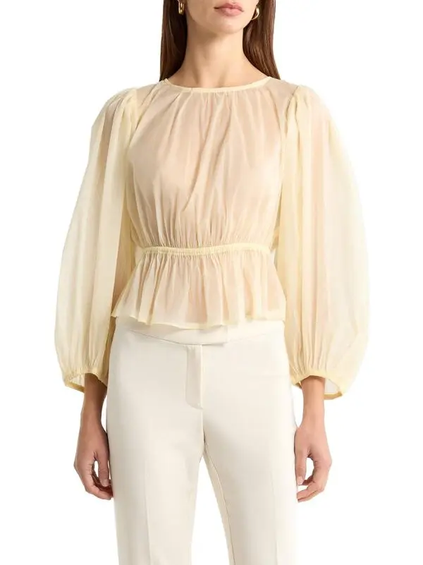 Astr The Label Amie Peplum Chiffon Top - Lemon