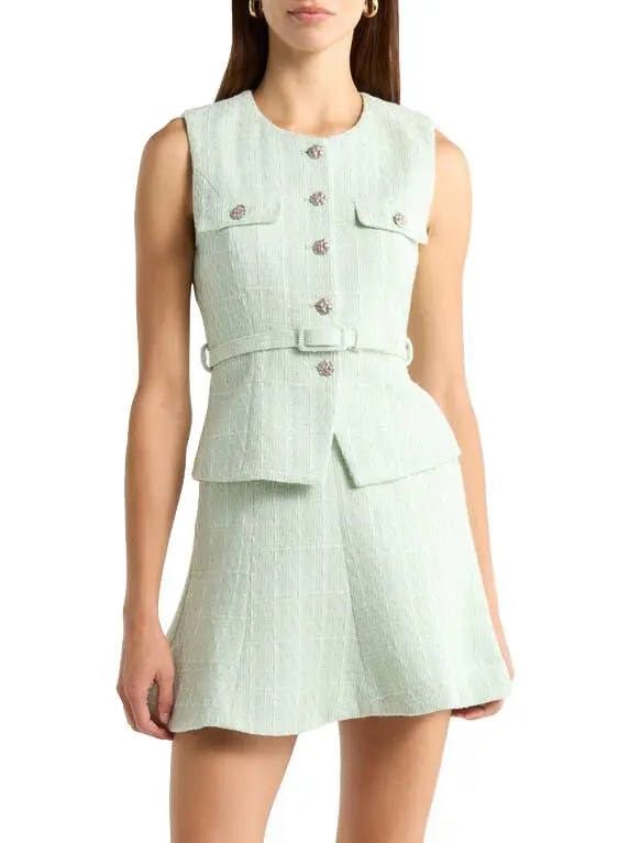 Astr The Label Kelson Belted Tweed Vest - Mint
