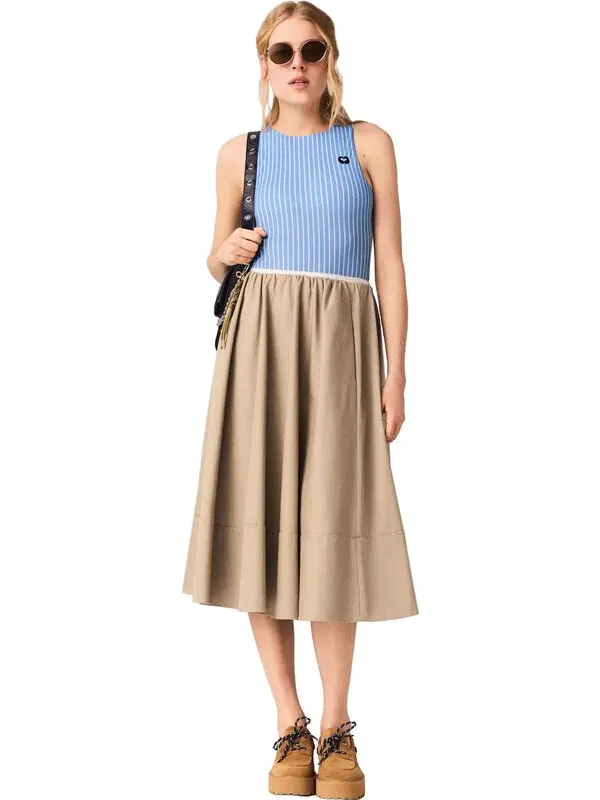 Maje Cotton Mid-length Skirt - Mastic Beige