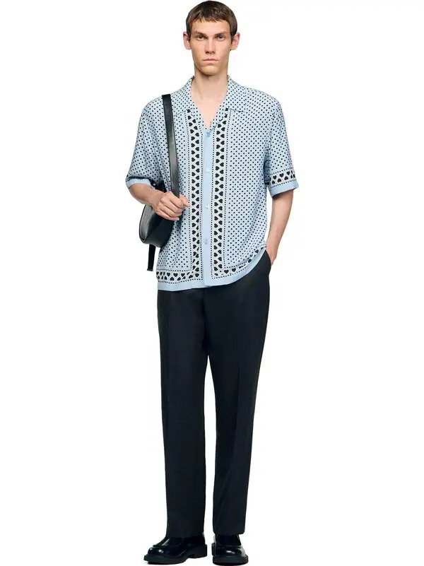 Sandro Heart Motif Flowing Shirt - Sky Blue
