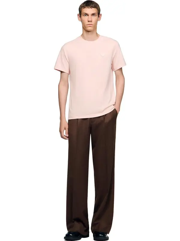 Sandro T-shirt With Heart Patch - Powder Pink