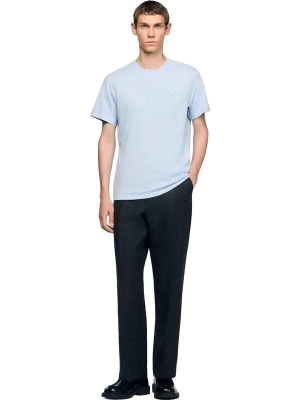 Sandro T-shirt With Heart Patch - Sky Blue