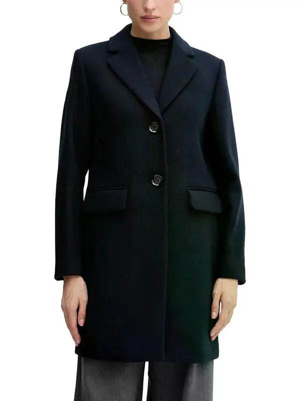 Sisley Buttoned Notched-lapel Single-breasted Coat - Blue