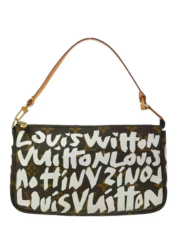 LOUIS VUITTON X Stephen Sprouse 2001 Pochette Accessoires Graffiti Tote Bag - Brown