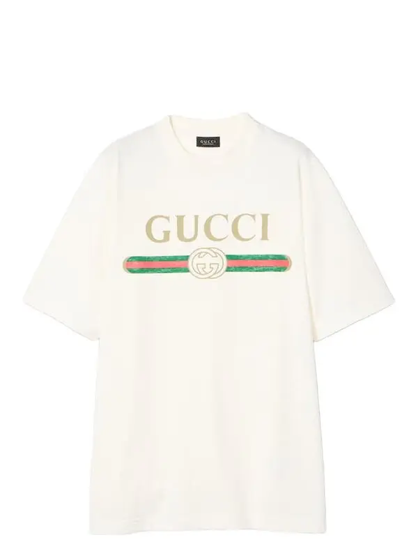 Gucci Cotton Jersey And Silk T-shirt With Print - White