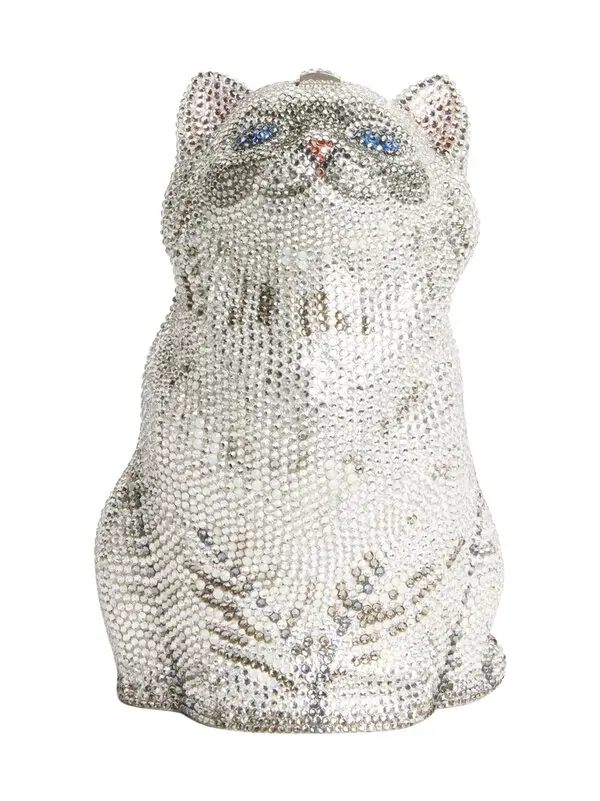 Judith Leiber Crystal-embellished Kitten Clutch - Silver