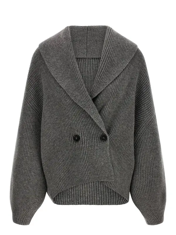 TOTEME Shawl-lapel Wool Cardigan - Grey