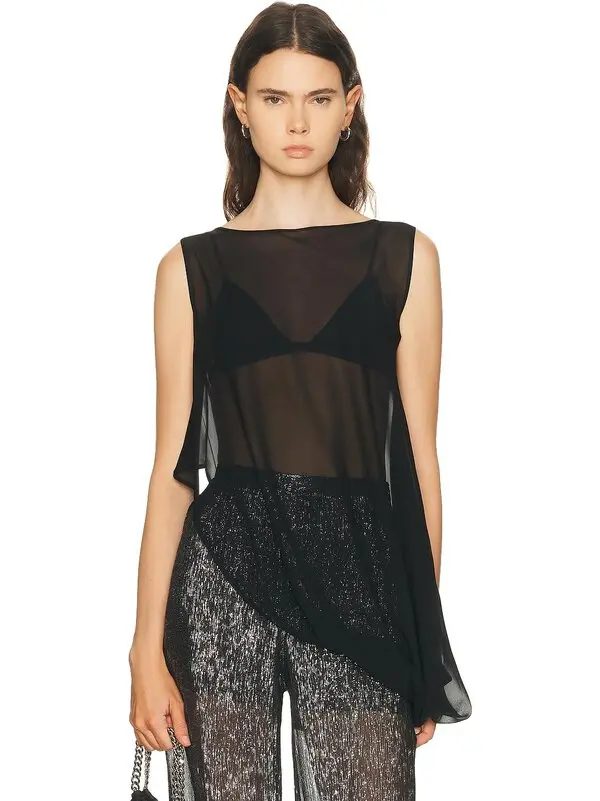 SEV Silk Side Drape Top - Black