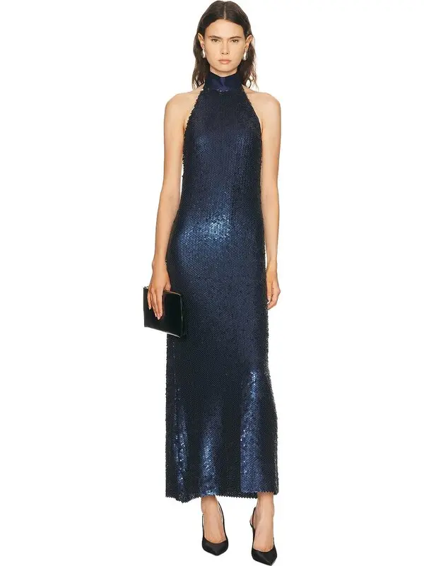 SEV Sequin Halter Dress - Blue
