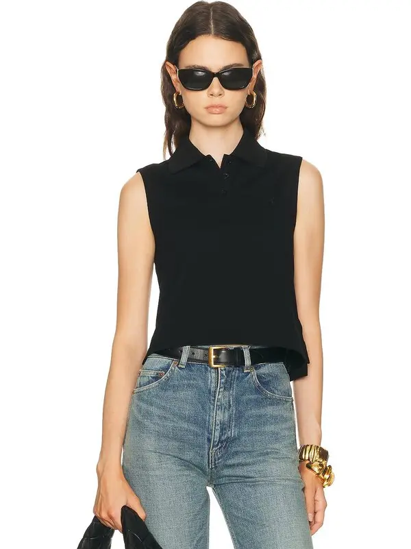 Saint Laurent Polo Sleeveless Top - Noir