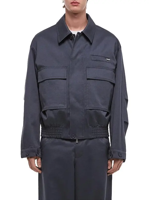 Helmut Lang Shirt Bomber Chino Jacket - Slate Blue