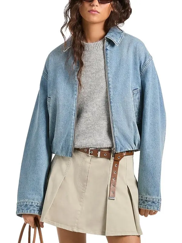 Michael Kors Denim Bomber Jacket - Horizon Wash
