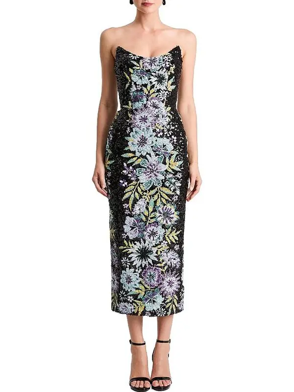 HELSI Alessandra Pointed Scoop Neck Strapless Dress - Black Multi Floral