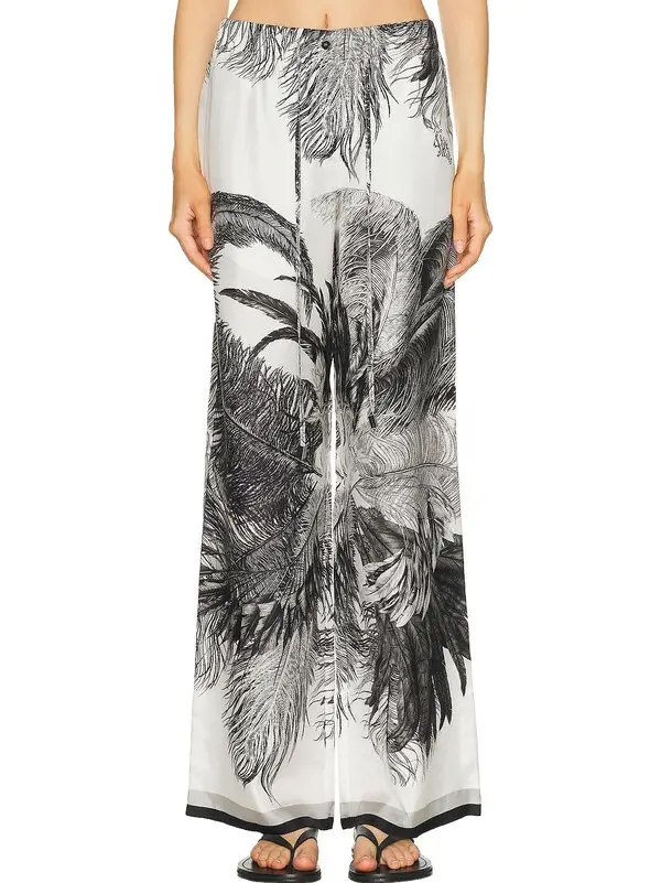 Attico Feather Print Pant - White & Black