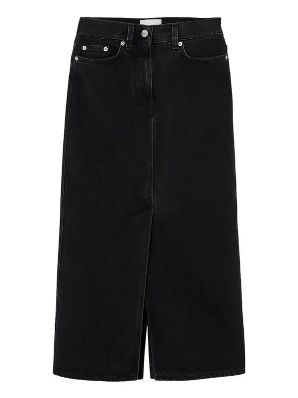 Loulou De Saison Rona Denim Midi Skirt - Black