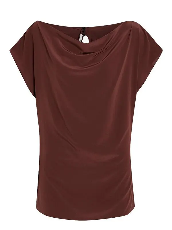 ESSE STUDIOS Cepi Draped Silk Crepe De Chine Top - Chocolate