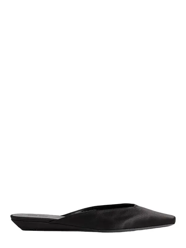 Loulou De Saison Petros Satin Slippers - Black