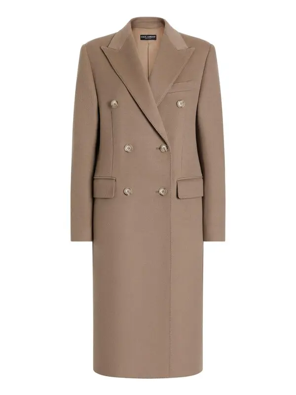 Dolce & Gabbana Double-breasted Cashmere Coat - Beige