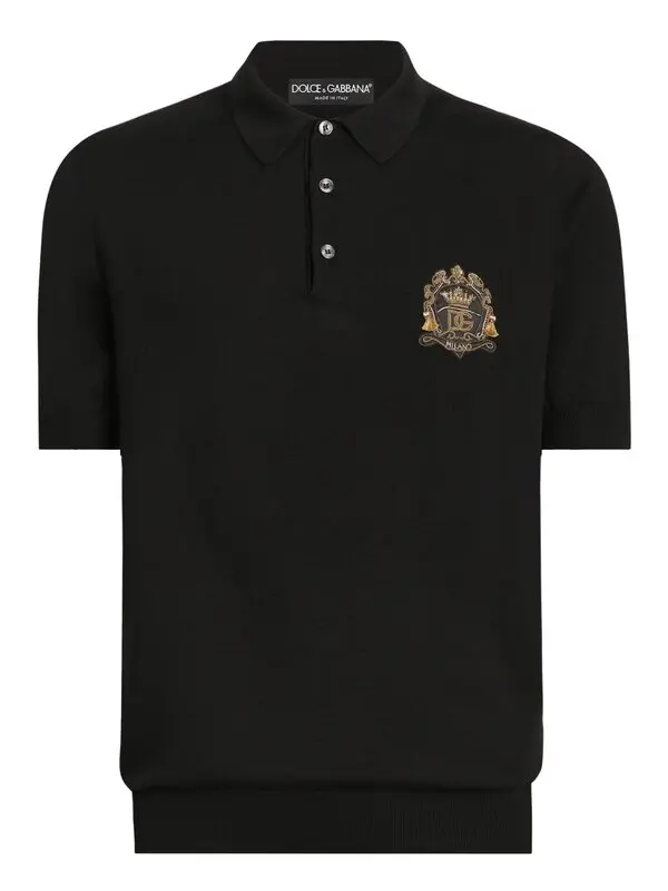 Dolce & Gabbana Virgin Wool Polo Shirt - Black