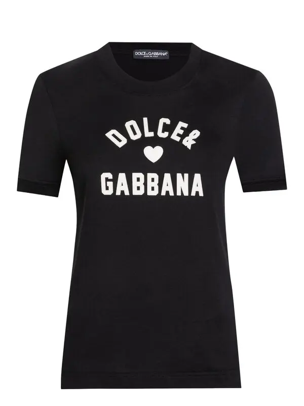 Dolce & Gabbana Jersey T-shirt With Lettering Patch - Black