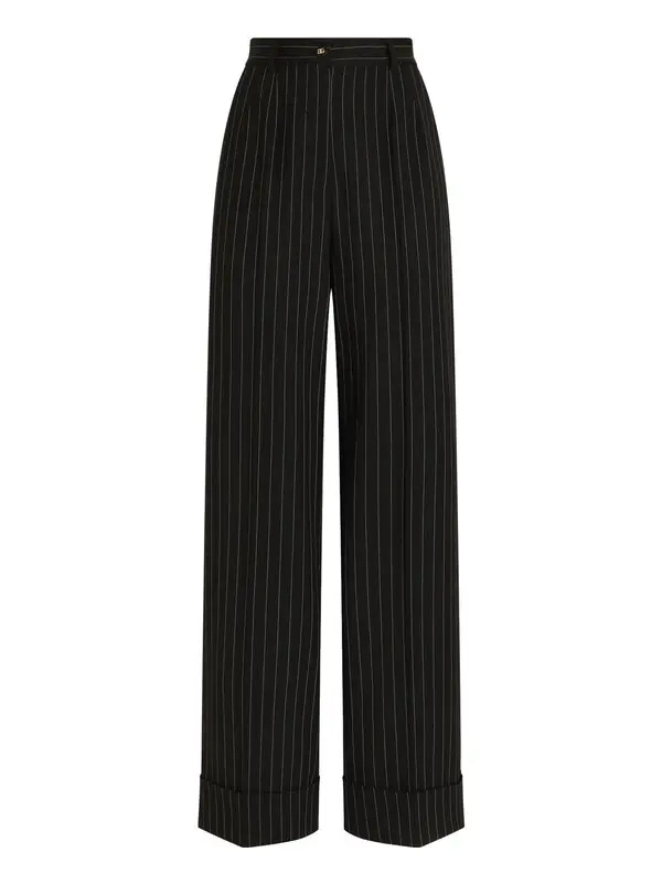 Dolce & Gabbana Pinstripe Bi-stretch Wool Trousers - Multicolor