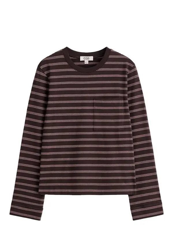 Cos Cotton Long-sleeved T-shirt - Brown