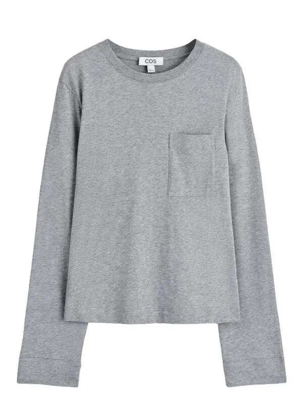 Cos Cotton Long-sleeved T-shirt - Gray