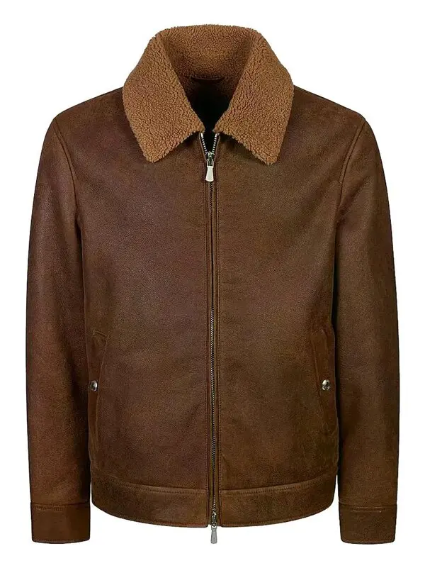 Eleventy Shearling Jacket - Brown