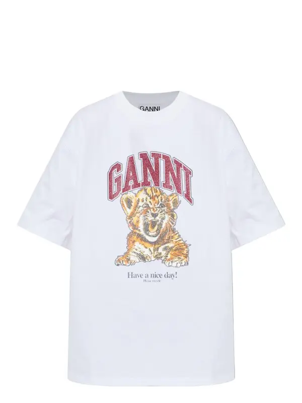 GANNI Logo Graphic T-shirt - White