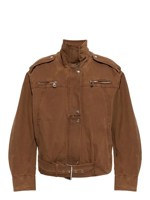 Blumarine Cotton Jacket With Epaulettes - Brown