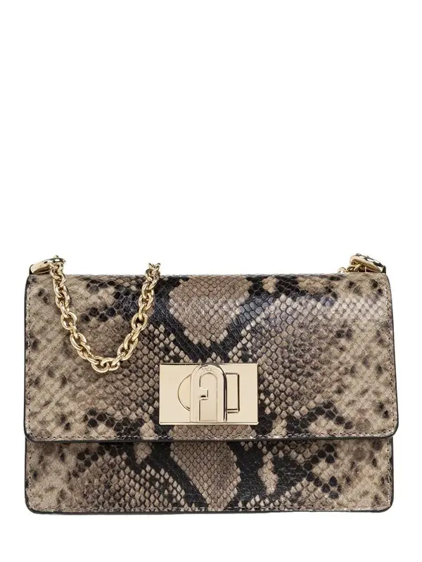 Furla 1927 Mini Python Embossed Shoulder Bag - Brown