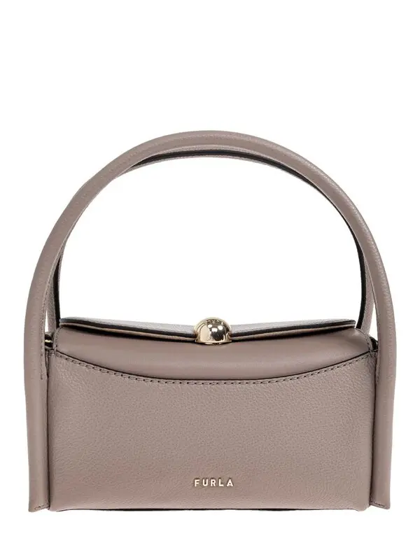 Furla Top-grain Leather Handbag With Clasp - Grey