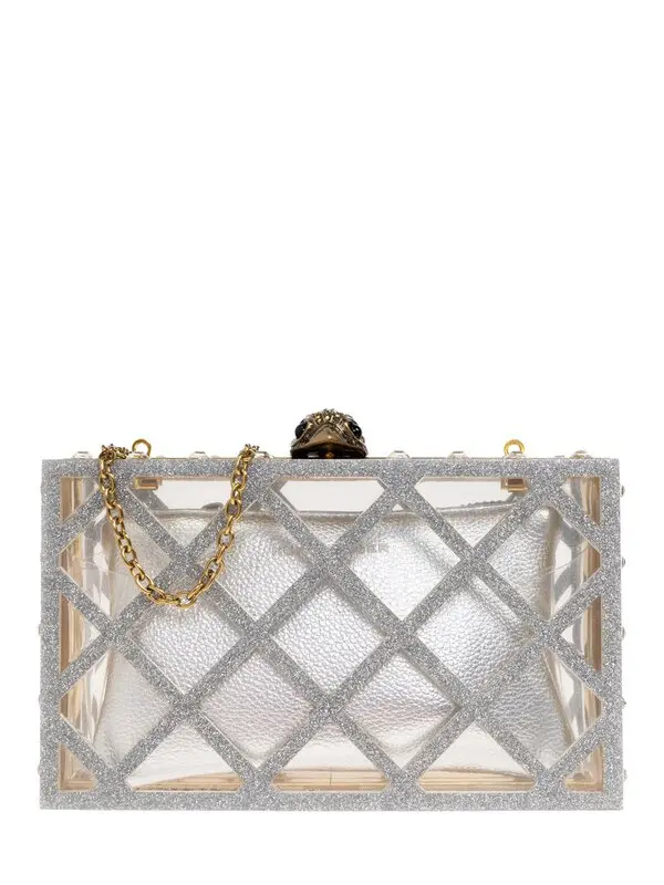 Kurt Geiger Crysta Quilt Box Clutch - Silver
