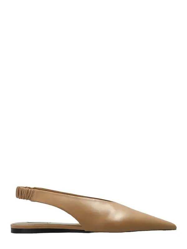 Ami Leather Ballerina Shoes - Beige