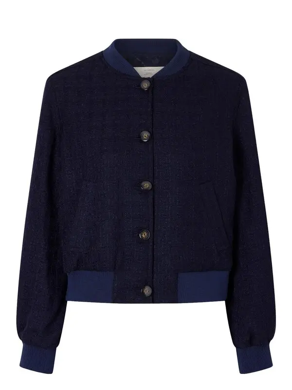 Giuliva Heritage Hailey Wool-blend Bouclé-tweed Bomber Jacket - Blue