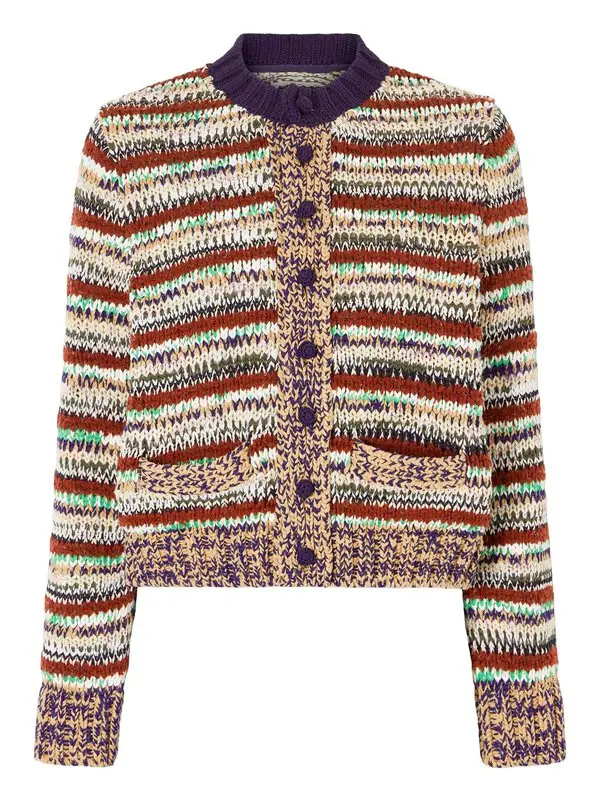 Sacai Striped Cotton-blend Cardigan - Multi